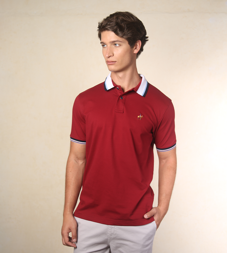 Polo Contraste Color Rojo Vino | Polo Club® Colombia– Polo club Colombia