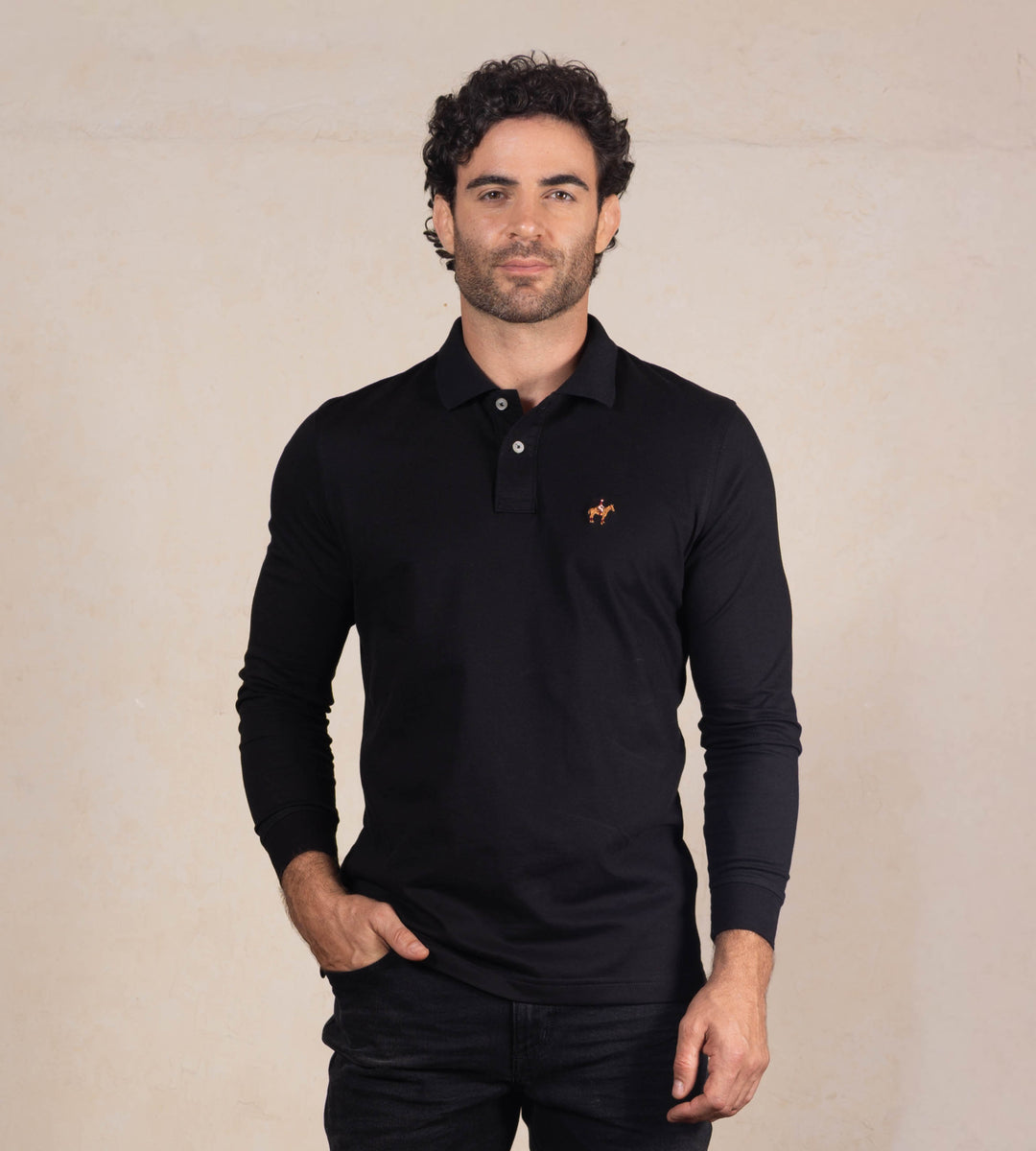 Polo Fondo Entero Manga Larga Color Negro | Polo Club® Colombia– Polo ...