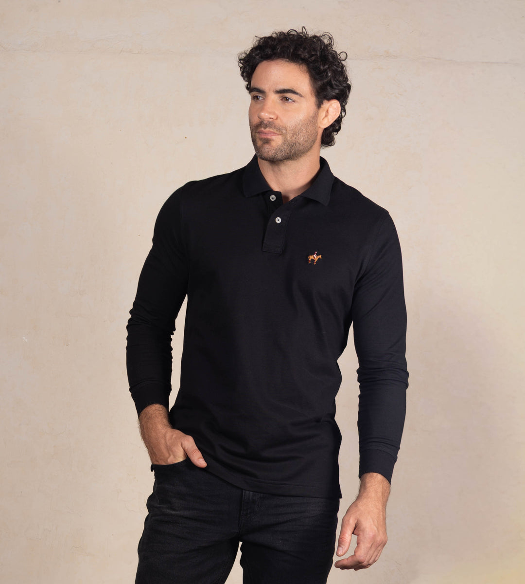 Polo Fondo Entero Manga Larga Color Negro | Polo Club® Colombia– Polo ...