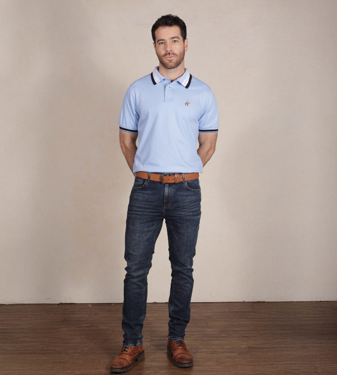 Polo Contraste Color Azul Celeste Para Hombre | Polo club® Colombia ...