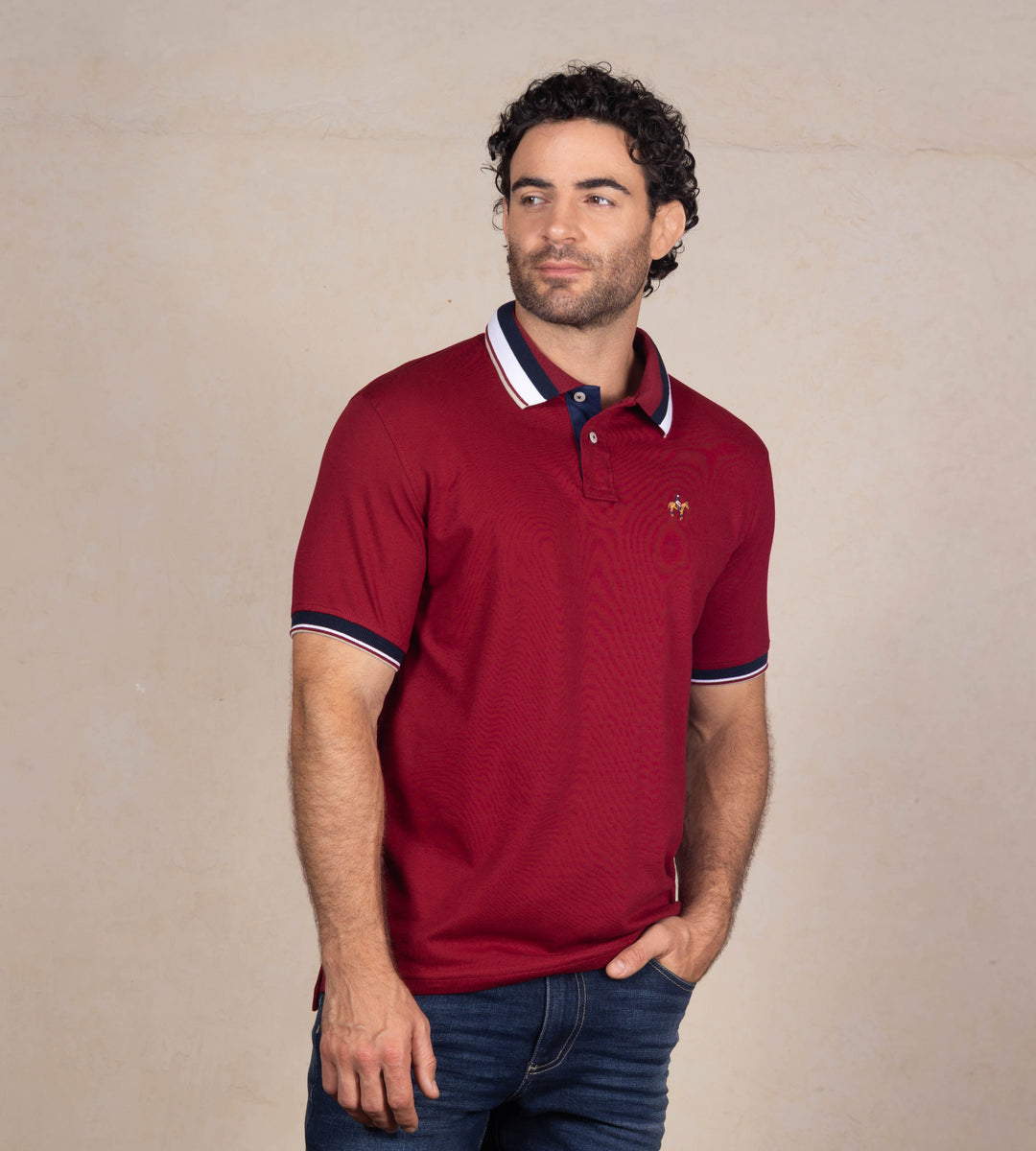 Polo Contraste Color Rojo Vino | Polo Club® Colombia– Polo club Colombia